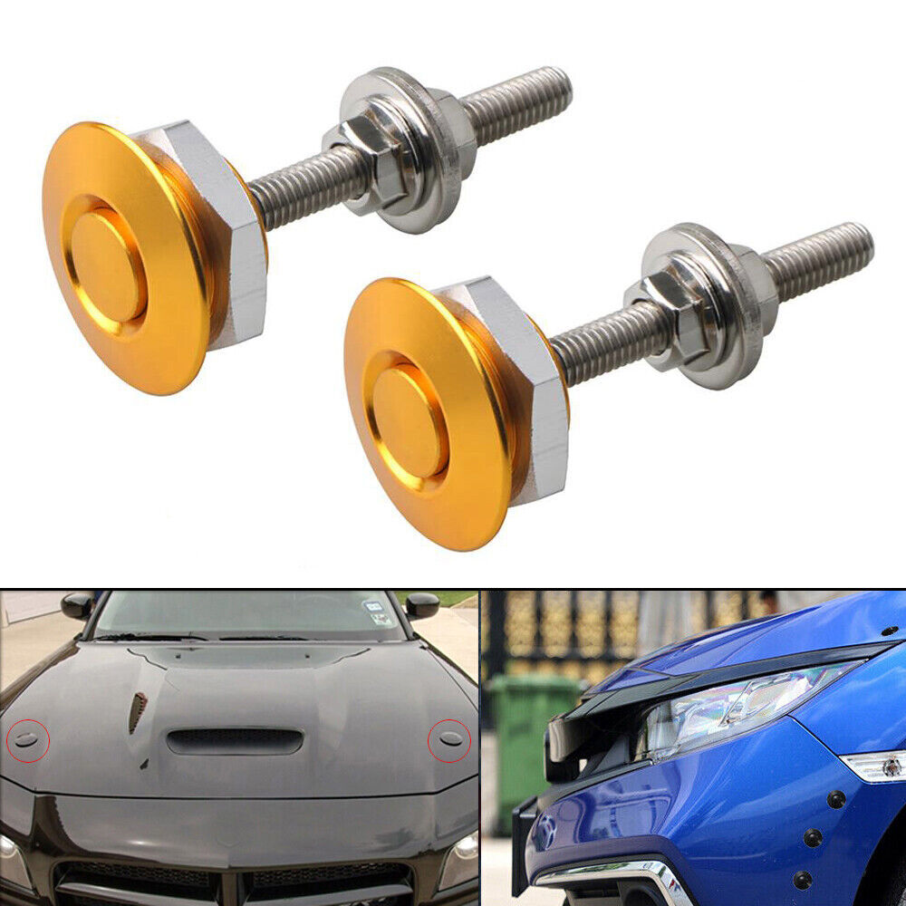 2pcs Push Button Quick Release Hood Bonnet Pins Lock Clip Car Bumper ...