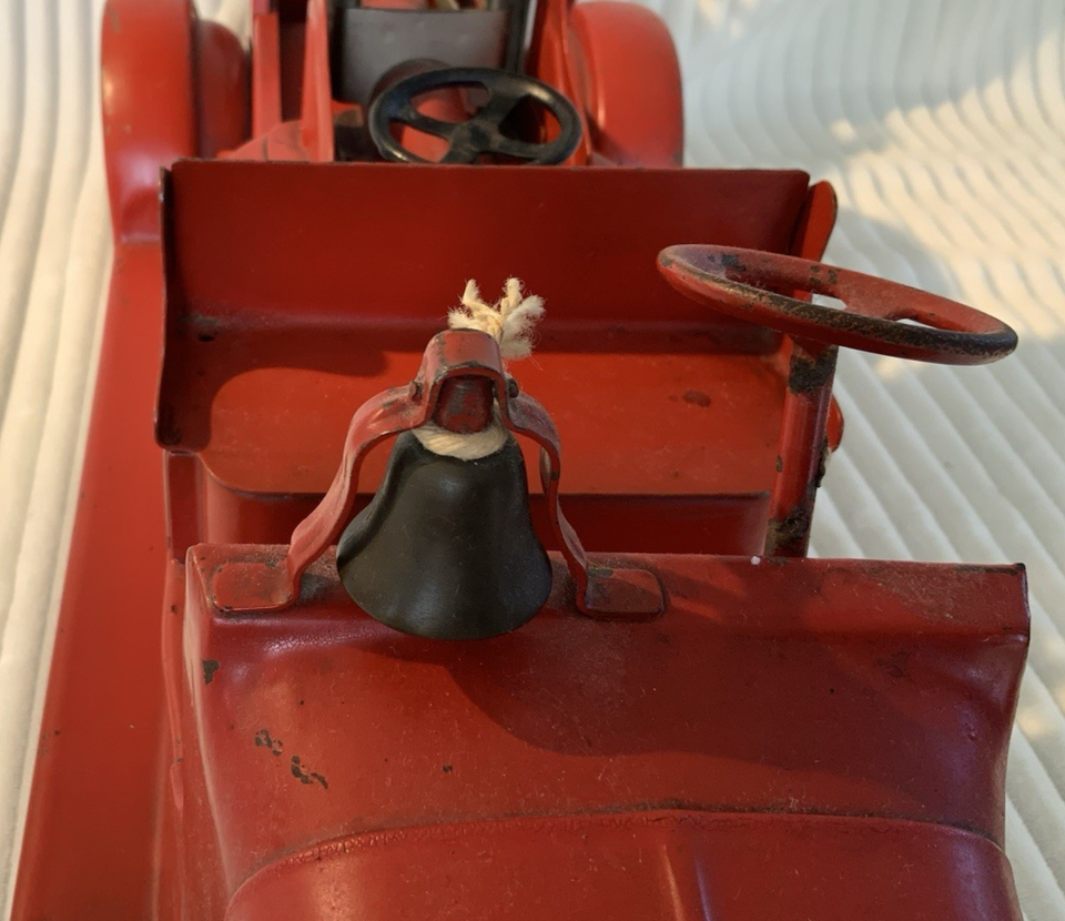 VINTAGE BUDDY L PRESSED STEEL AERIAL EXTENSION LADDER FIRE TRUCK "ALL ...