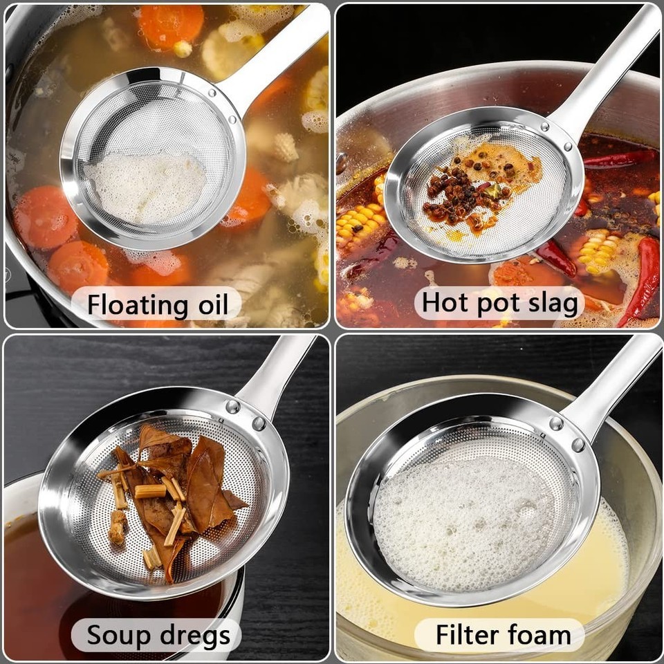 Stainless Steel Fine Mesh Fat Skimmer Spoon - Efficient Kitchen ...