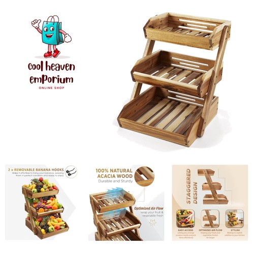 Versatile 3-Tier Fruit & Veggie Stand - Stylish Wooden Storage for ...