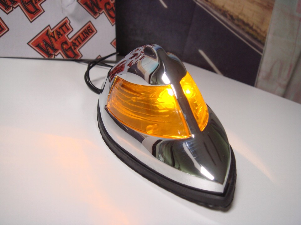 Harley Indian Front Fender Lamp Amber 12 Volt Chrome Housing V-Twin 33 ...