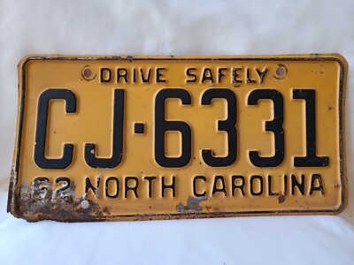 Vintage 1962 North Carolina Drive Safely License Plate 10221 | eBay
