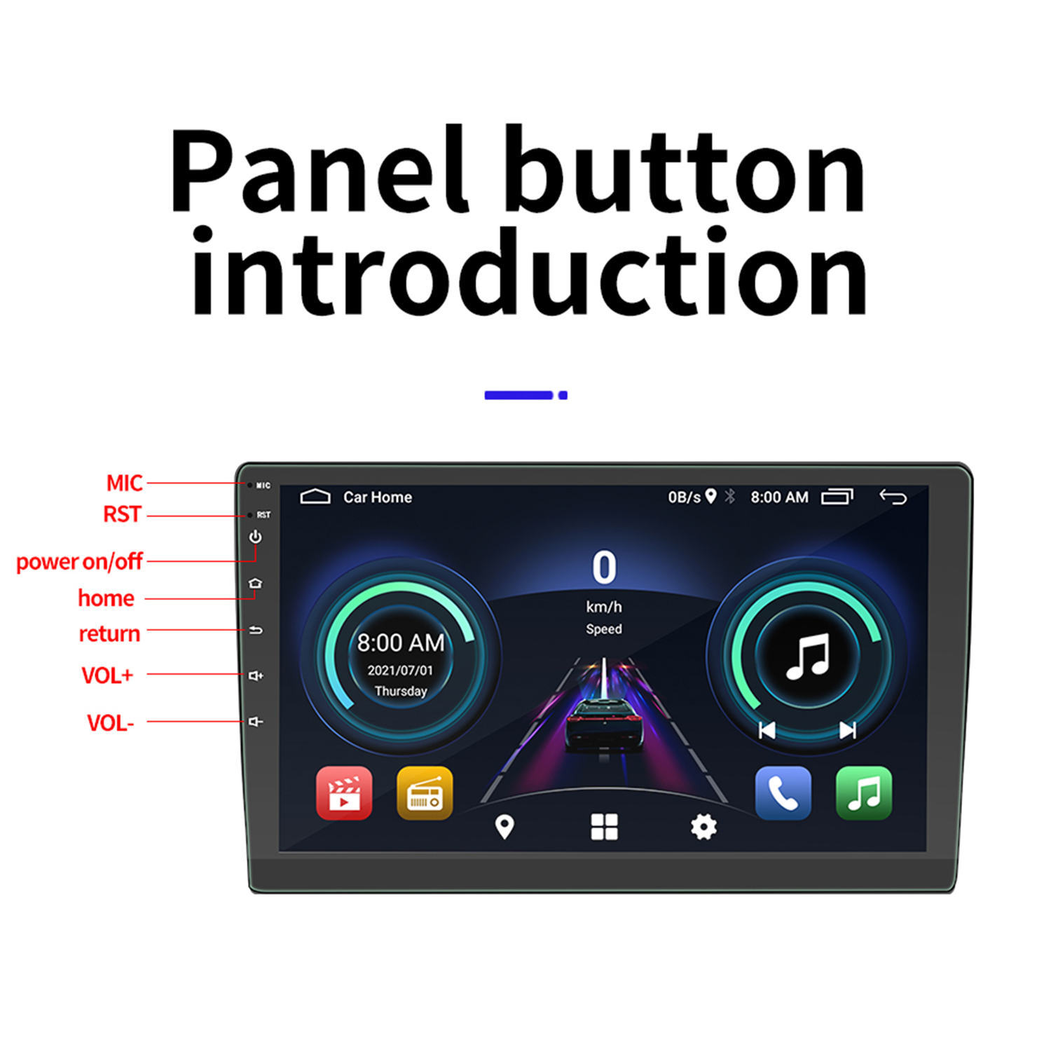 10.1" Car Stereo Radio Bluetooth Carplay Android 10.1 2Din Touch Screen ...