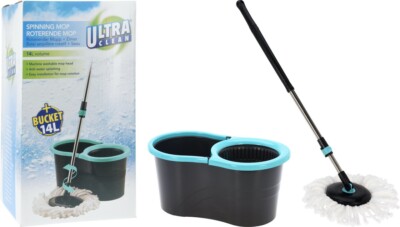 Bodenwischer Wischmop Set Spin Eimer Teleskopstiel Mopp Ultra-Clean ...