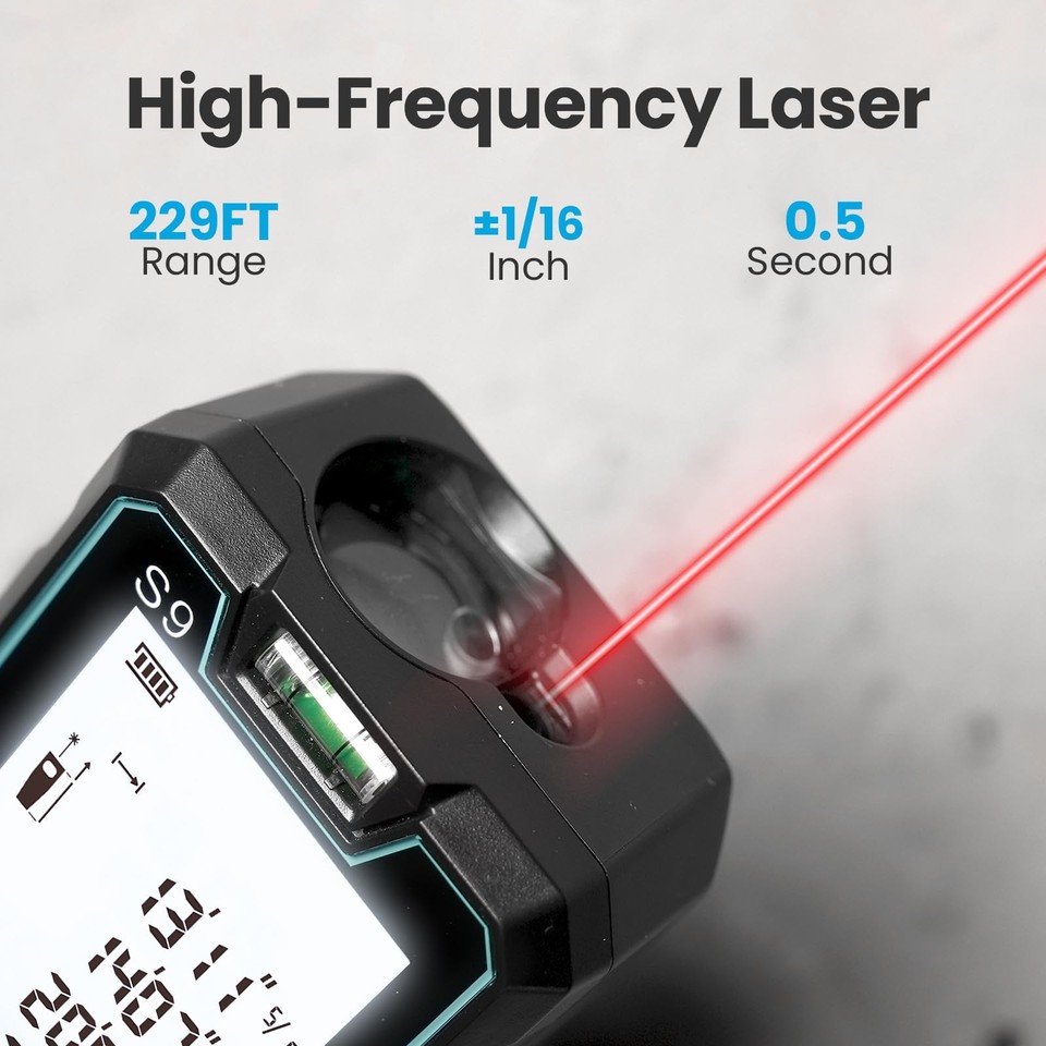 Laser Measure, 229ft/70m Laser Measurement Tool, S9 Room Laser ...
