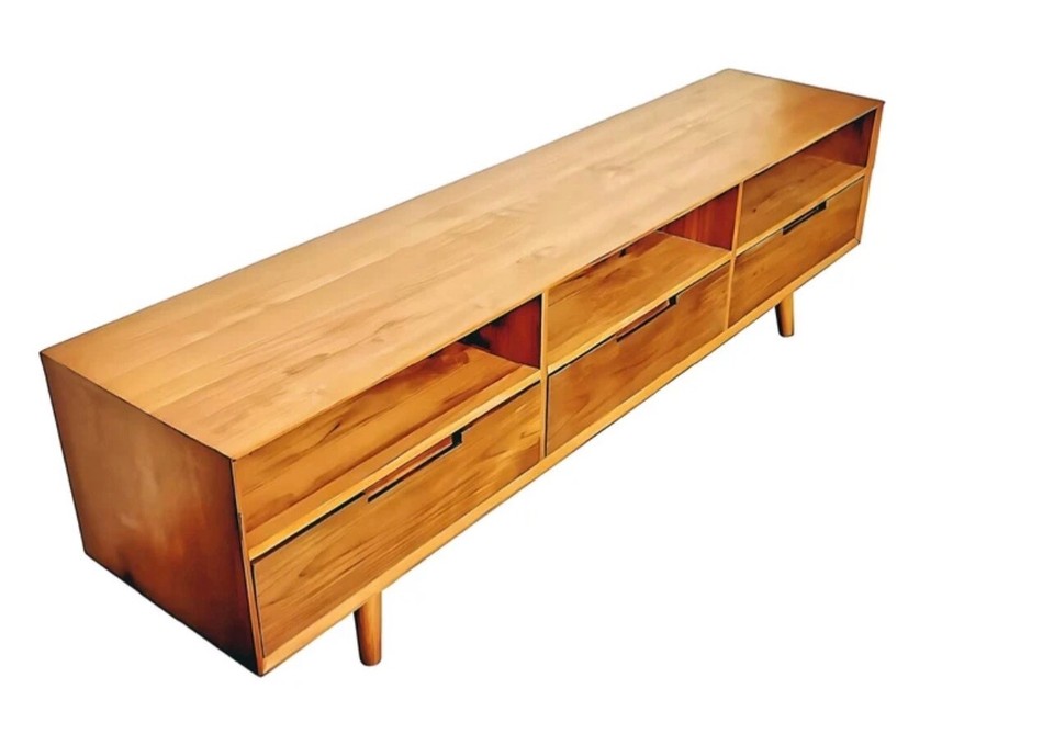 71” Solid Teak Media Console Mid Century Modern Media Console MCM TV ...