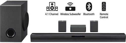 LG SQC4R 4.1ch Sound Bar System with Wireless Rear Speakers & Subwoofer ...