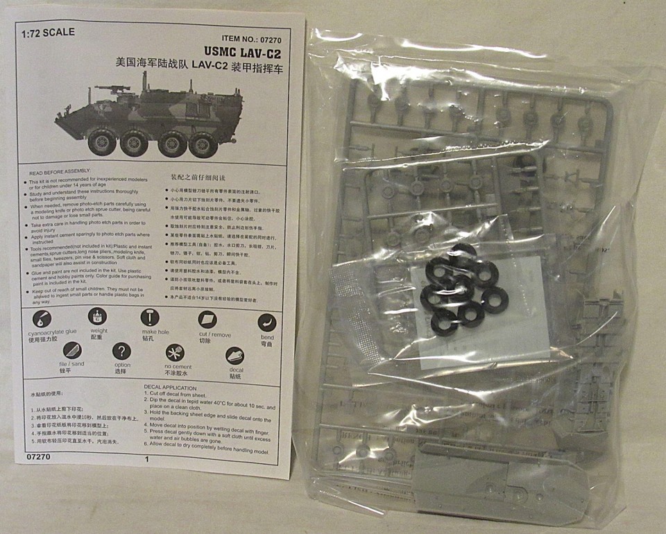 Trumpeter #07270 USMC LAV-C2 (Command & Control) Vehicle 1:72 Scale ...