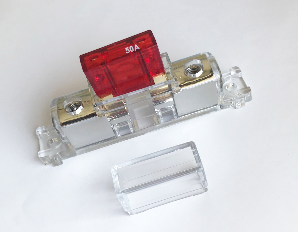 In-Line Car Audio NICKEL MAXI Blade Fuse Holder 8GA-4GA. 12V/24V/36V ...