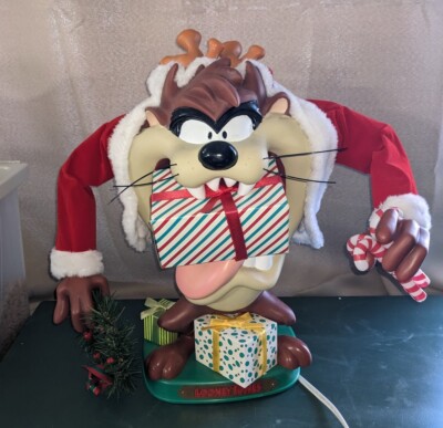 Santa Tazmanian Devil Christmas Deco Vintage 1996 Animated Looney Tunes ...