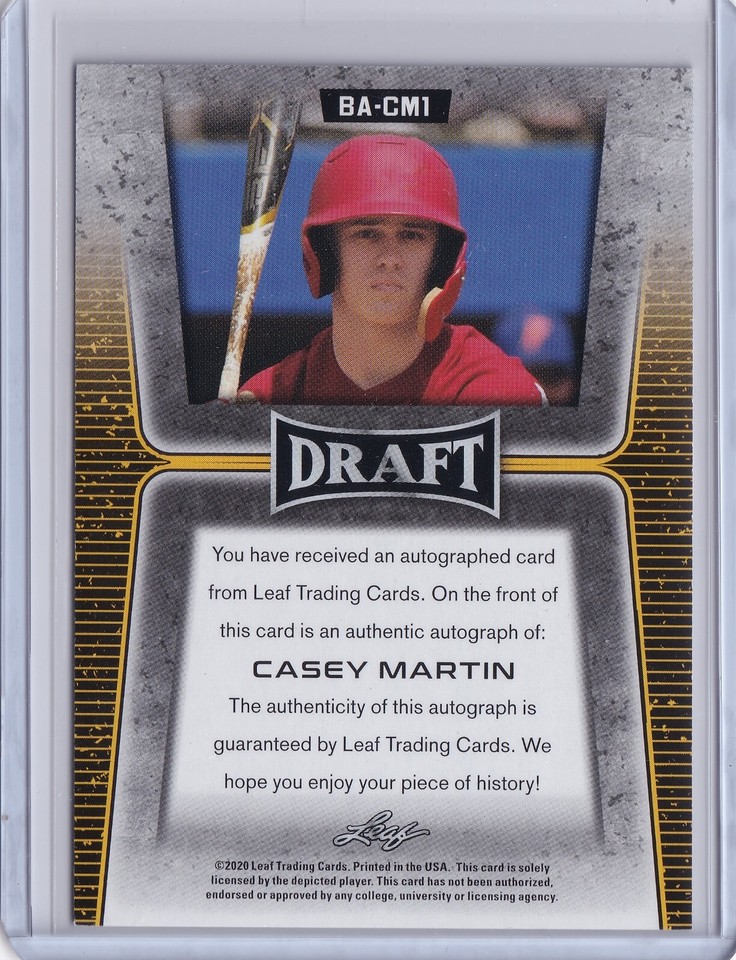 Casey Martin 2020 Leaf Draft Base Gold Autograph BA-CM1 | eBay