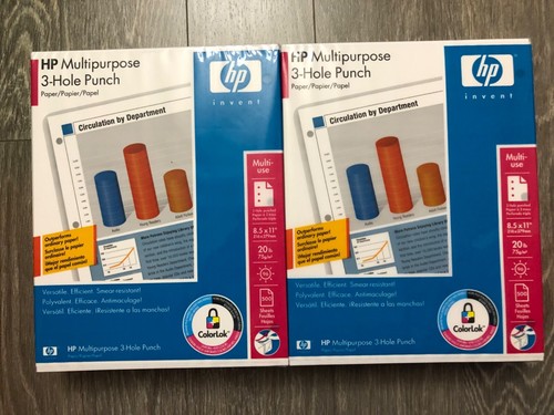HP Printer Paper Colorlok 8.5 x 11 Copy Paper 3 Hole Punch HPM113H Lot ...