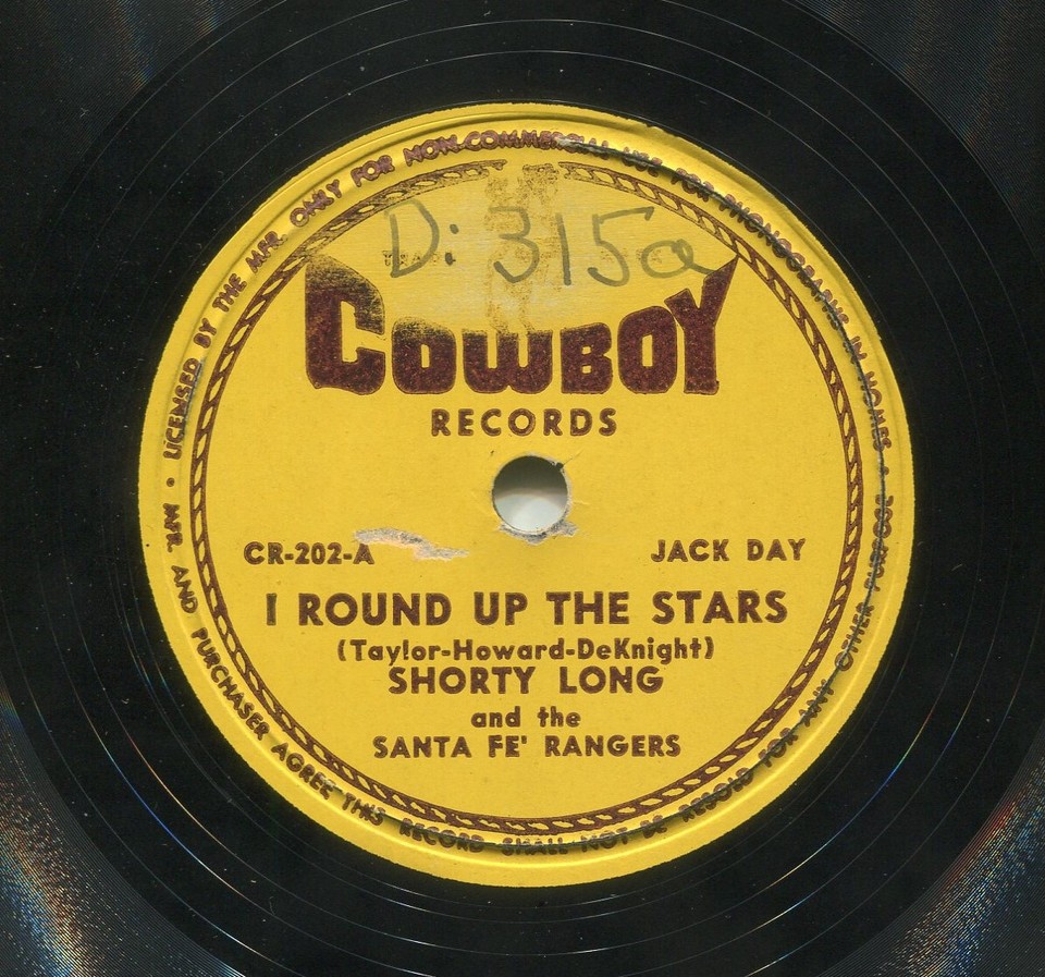 SHORTY LONG (I Round Up The Stars) CLASSIC COUNTRY 78 RPM RECORD | eBay