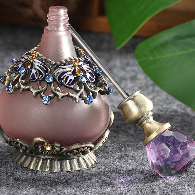 25ml Purple Flower Perfume Bottle Vintage Empty Crystal Glass Lotion ...