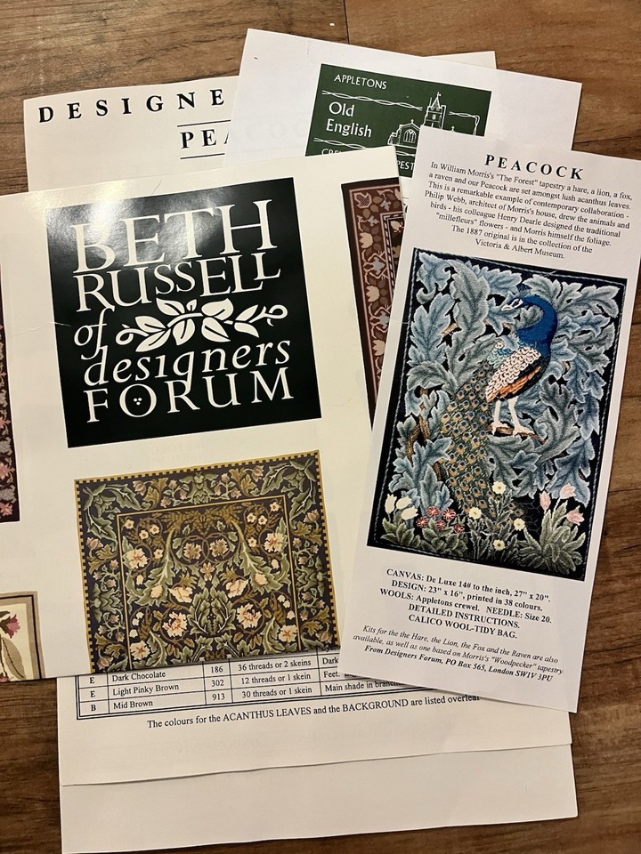 Beth Russell Designers Forum William Morris Forest Peacock Needlepoint ...