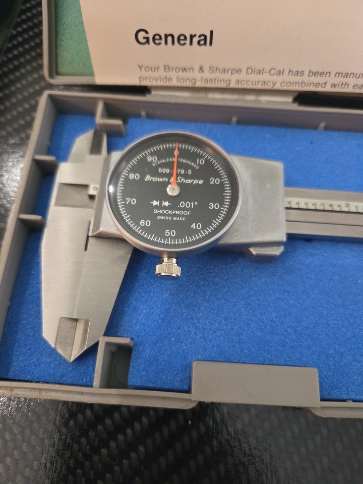 6" Swiss Brown & Sharpe 599-579-5 Dial Caliper Black Face Swiss ...