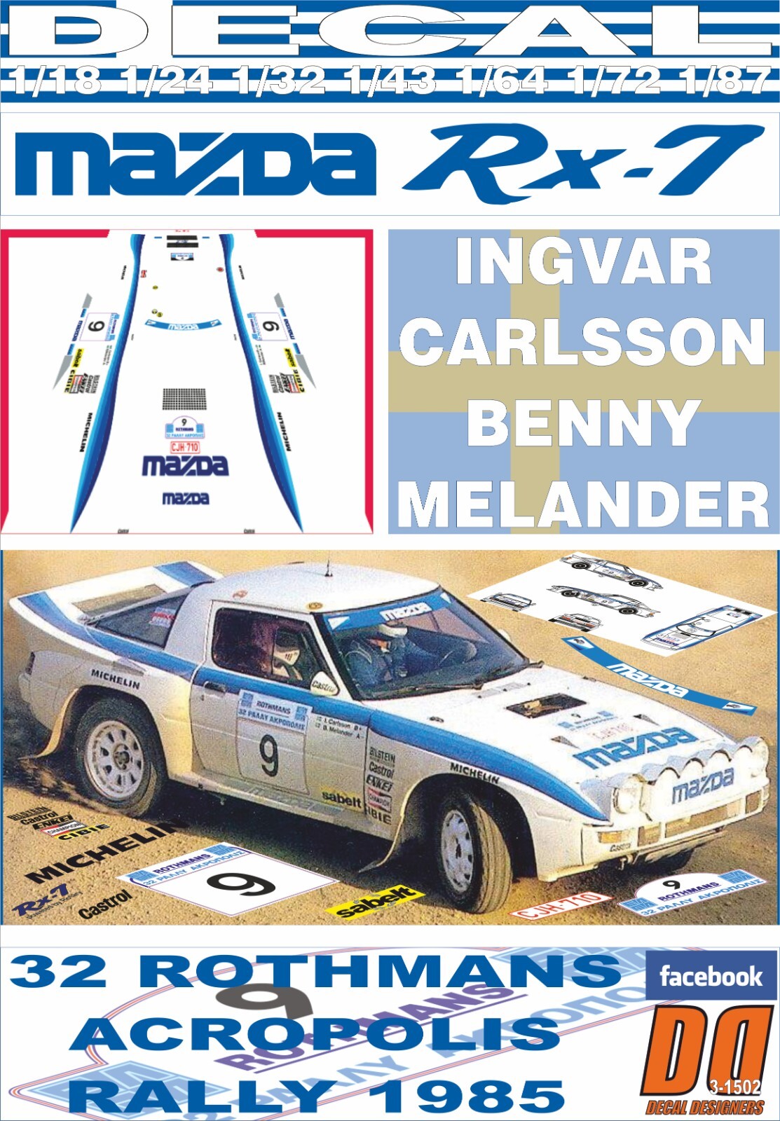 DECAL MAZDA RX-7 I.CARLSSON ACROPOLIS R. 1985 3rd (06) | eBay.de