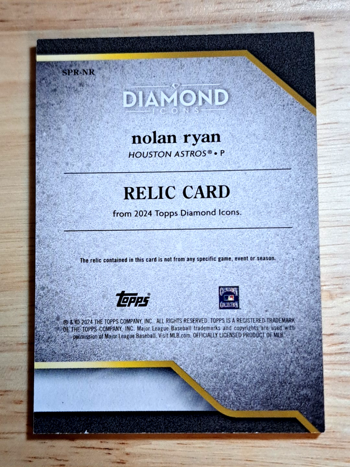 Nolan Ryan /10 (MEM) 🍀 - 2024 Topps Diamond Icons - Game Used - Astros ...
