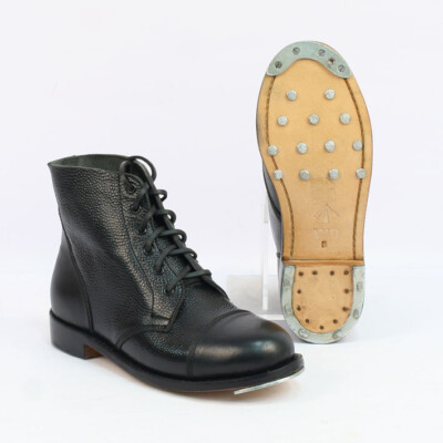 Replica Black Leather Ammo Ankle Boots with studded sole WW2 British ...