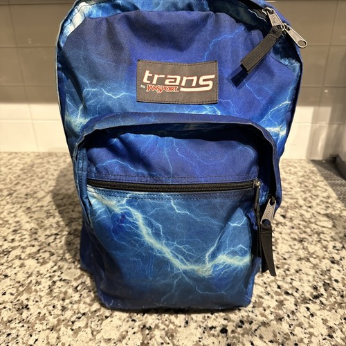 Jansport Trans School Backpack Blue Lightning 5 Compartments Used | eBay