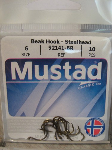 10 Mustad Beak Steelhead Fish Hooks 92141-BR Size 6 Bronze Salmon Egg ...