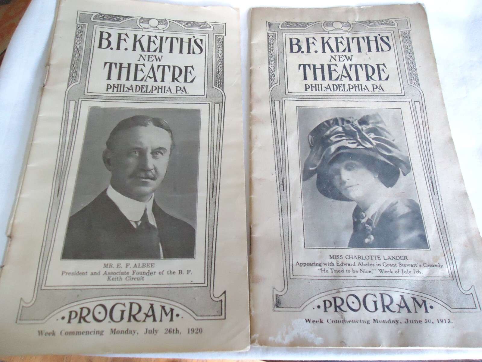 Antique B. F. Keith's Theatre Vaudeville Programs 1913 1920 Charlotte ...