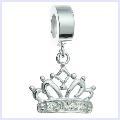 925 Sterling Silver Princess Crown Royal Crystal Bead f/ European Charm ...