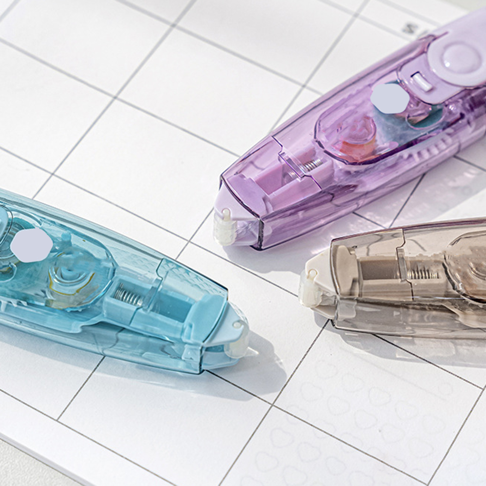 Stick Roller Transparent Sticky Paper Notebook Glue Pen Honeycomb Print ...