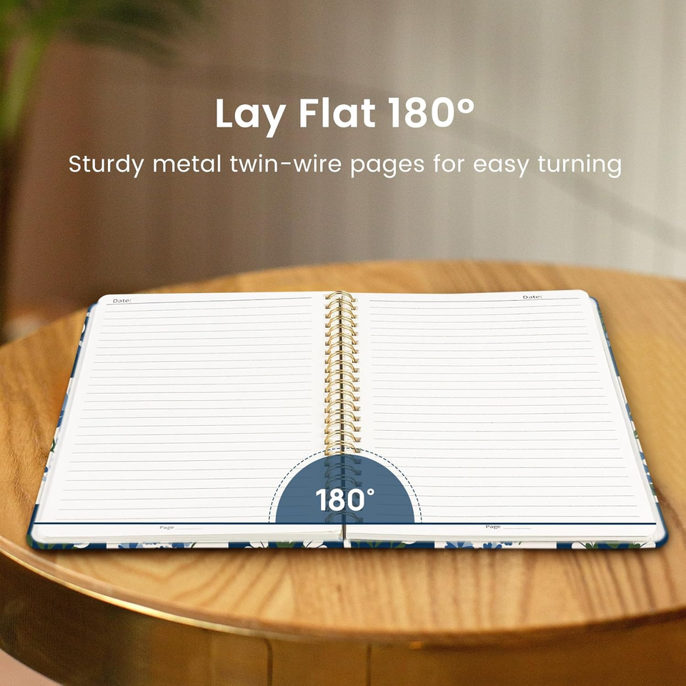 Spiral Journal Notebook for Women, Pretty Hardcover Lined Notebook for ...