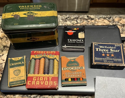 Antique Vintage lot old crayon & chalk boxes-Crayola-Dixon-American ...