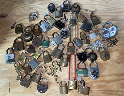 50 Vintage Padlocks locks Steel, Brass, Combination Nice Grouping! | eBay