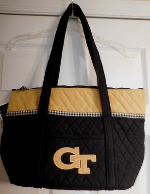 NEW Large Women's Georgia Tech Purse Tote Shoulder Bag Black & Gold NEW ...
