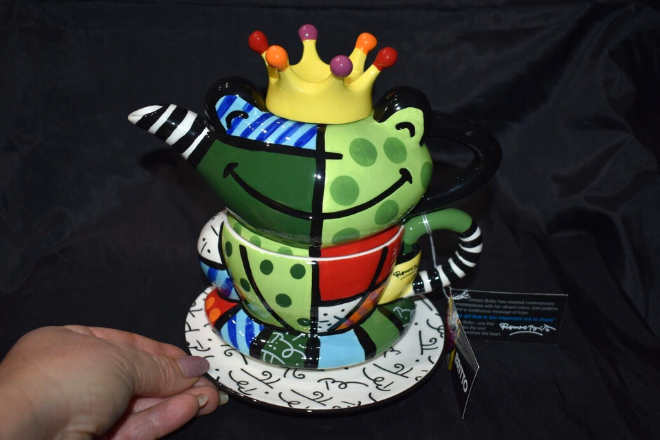 ROMEO BRITTO For Giftcraft Ceramic Tea For One Frog Prince Teapot ...