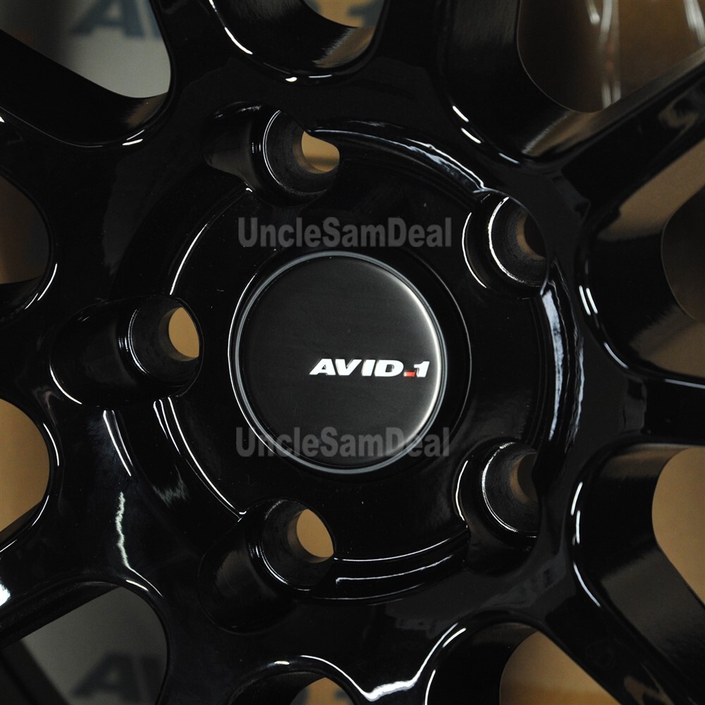 18" 18x9.5 5x114.3 +38 AVID.1 AV-27 GLOSS BLACK 10 SPOKES SPORT WHEELS ...