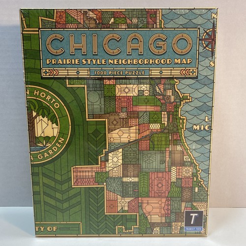 Chicago Prairie Style Neighborhood Map 1000 Piece Puzzle Transit Tees ...