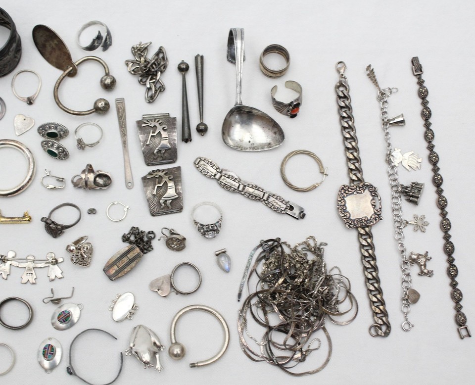 Huge Lot of Sterling Silver 925 Scrap Items 486g Broken Parts Pieces ...