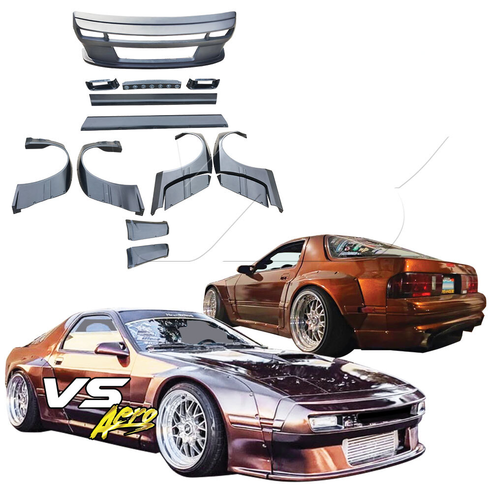 VSaero FRP TKYO Wide Body Smooth Kit FC3S for RX-7 Mazda 86-92 ...