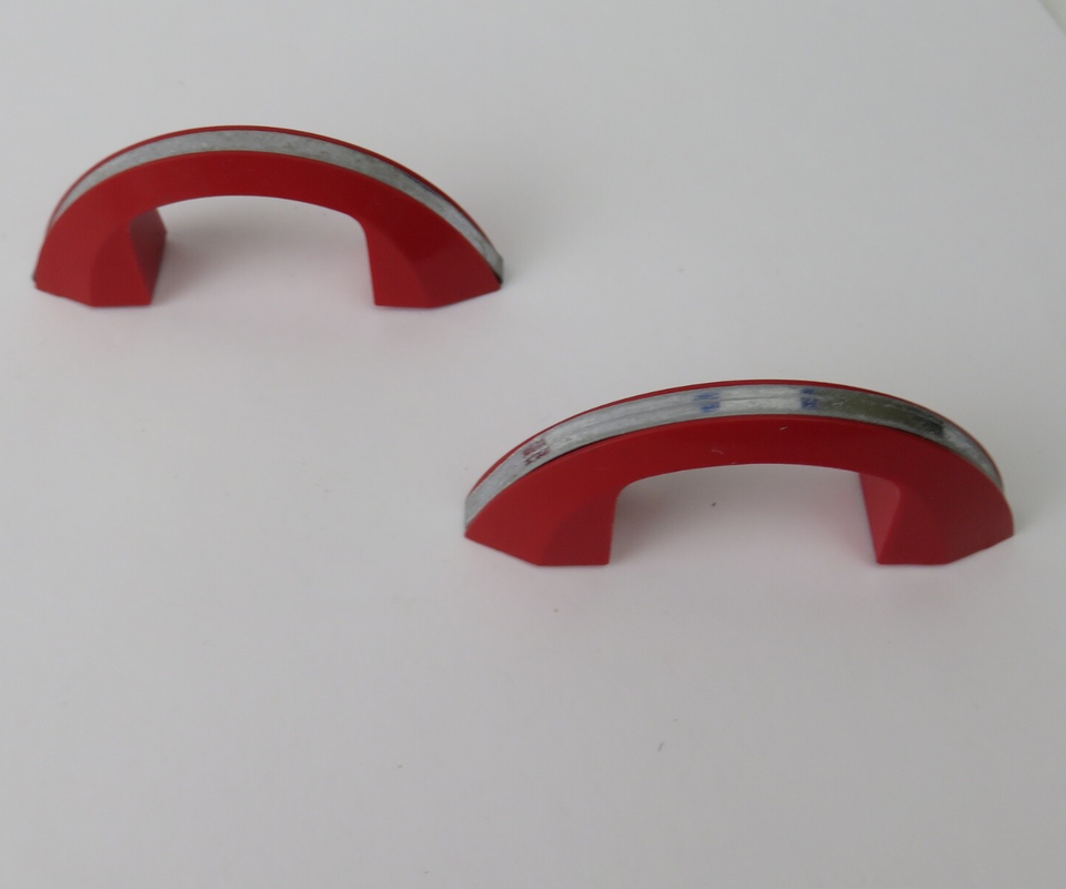 Vintage Red Drawer Pulls with Chrome Stripe – Pair – 2 13/16" Long, 1 ...