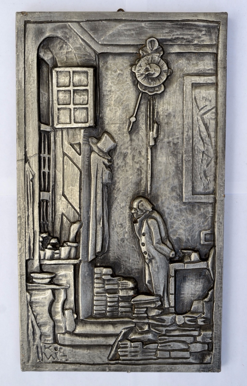 Zinnbild Zinnrelief Relief Bild Wandbild Zinn KAKTUSLIEBHABER nach Carl ...