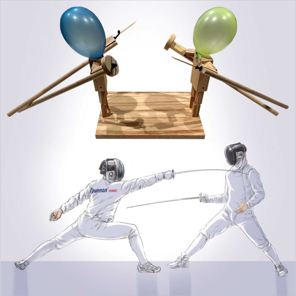 Bamboo Battle Balloon Game Fast-Paced Wooden Puppets Fight With 100 ...