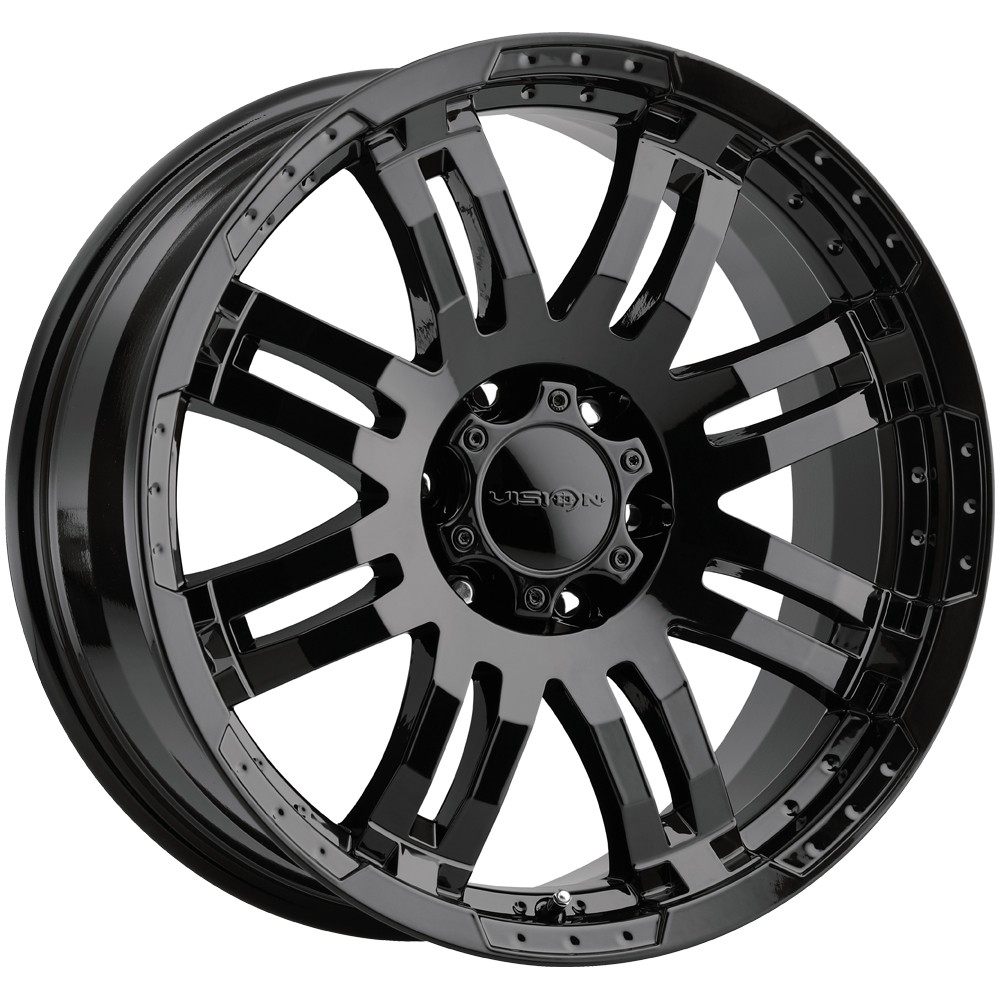 (Set of 4) Vision 375 Warrior 16x8 6x4.5" +12mm Gloss Black Wheels Rims ...