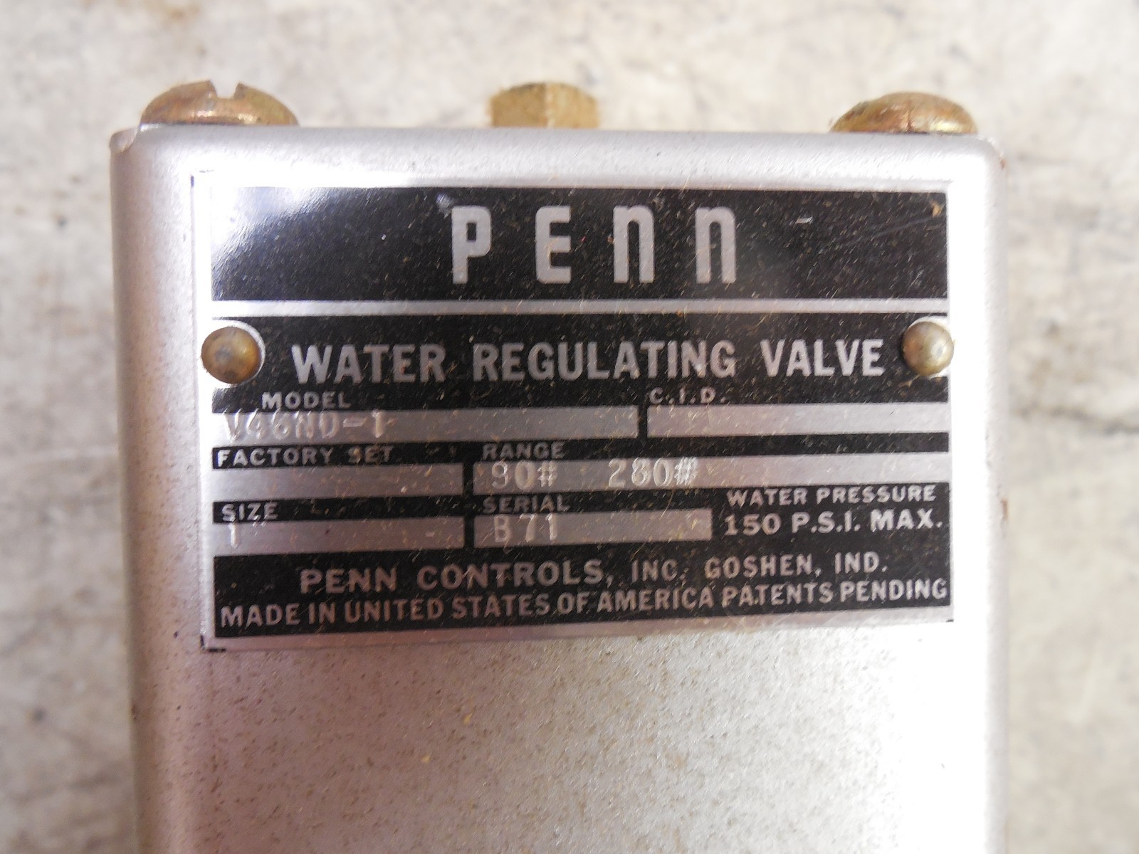 PENN Water Regulating Valve V46ND-1 V46ND1 1" NPT 150 PSI New | eBay
