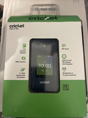 Cricket Wireless Debut Flip 4G LTE Prepaid Flip Phone, 2MP Camera ...