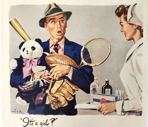 Rexall Drugs Its A Girl Aspirin Vintage 1947 Magazine Print Ad Dad Toys ...