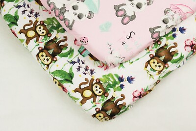 2 pack FITTED SHEETS for cot bed bedside crib mattress cover monkeys ...