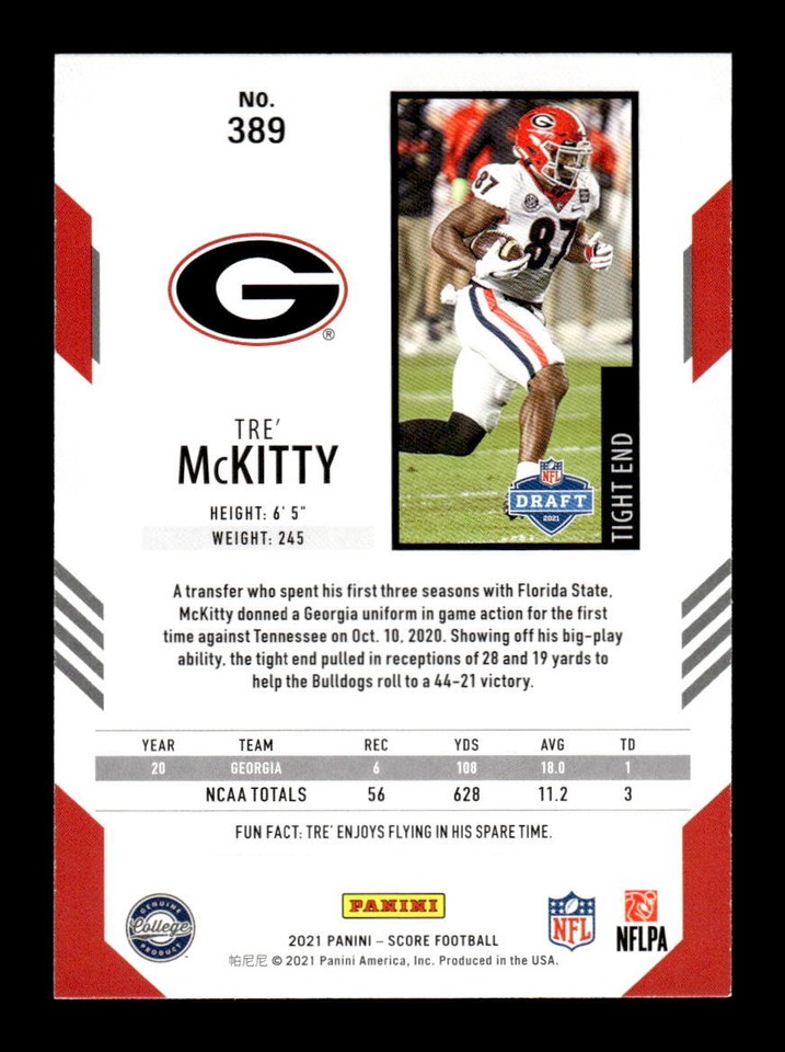 2021 Score Tre' McKitty #389 RC | eBay