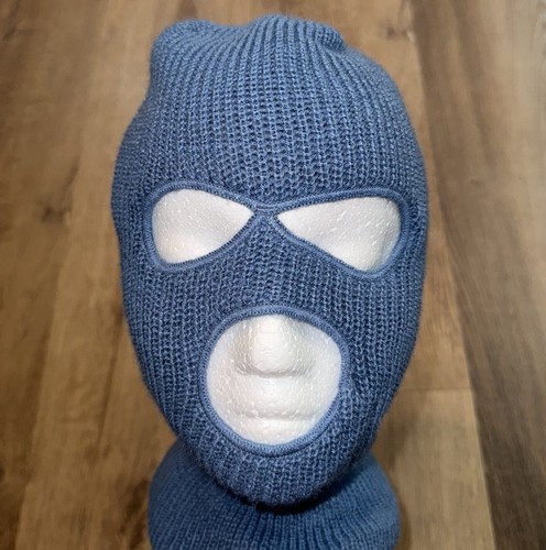 Vintage Ski Mask Robber Beanie Apres Retro Ski Acrylic Snow Hat Blue ...
