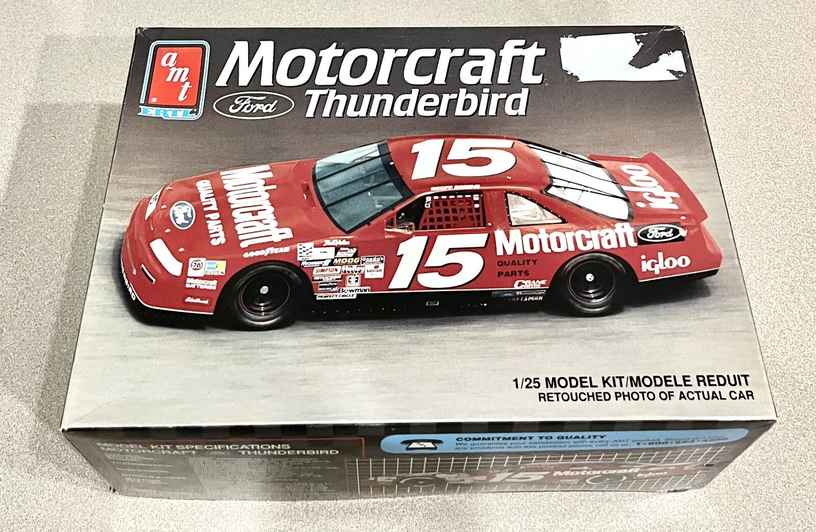 🏁 AMT ERTL 1/25 Model #15 Motorcraft Ford Thunderbird #6162 NEW Open ...