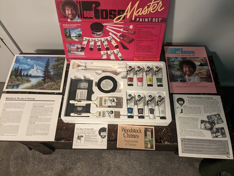 Vtg BOB ROSS Master Oil Paint Set R6510 w/VHS Tape 1990 Open Box New ...