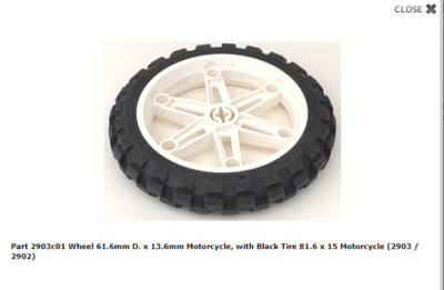 LEGO Technic #2902 & #2903 - 81.6x15 Motorcycle Tire & Rim Assembly (X2 ...